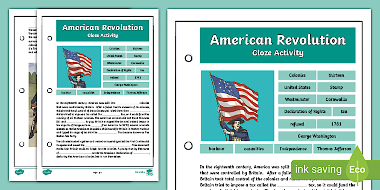 American Revolution Cloze Activity