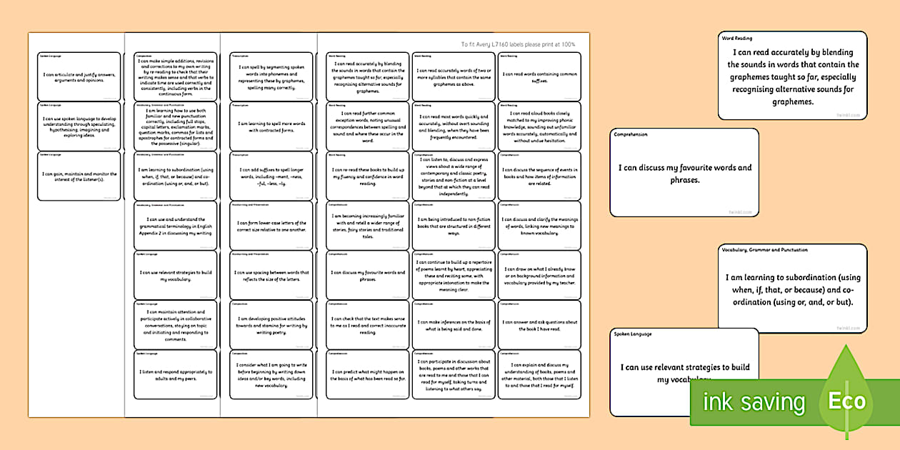 Editable Year 2 English Assessment Targets Labels - Twinkl