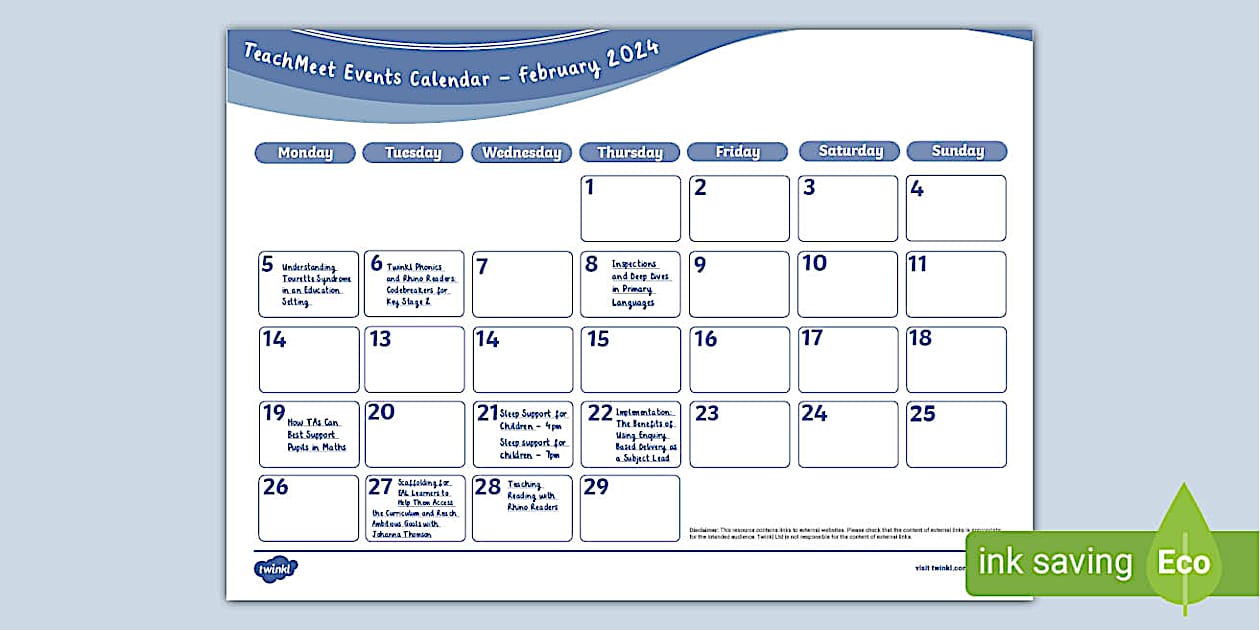 CPD Events Calendar - February 2024 (Teacher-Made) - Twinkl