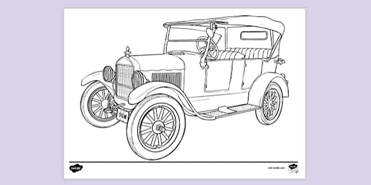 Vintage Car Colouring Sheet | Colouring Sheets - Twinkl