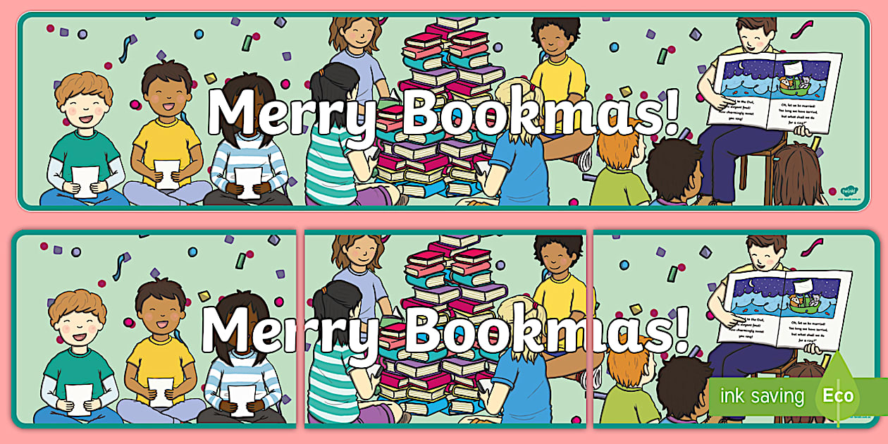 Merry Bookmas Banner (teacher made) - Twinkl