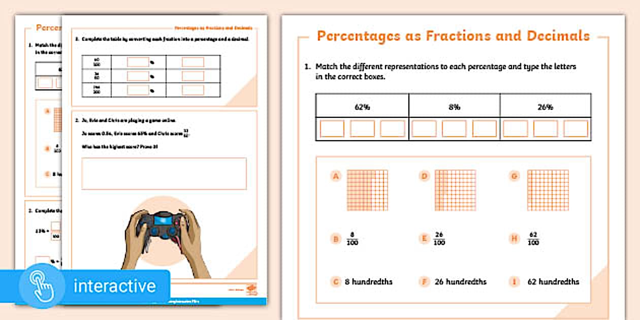 👉 Interactive PDF Y5 WR Percentages as fractions and decimals
