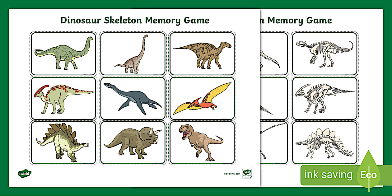 Dinosaur Skeleton Memory Game (teacher made) - Twinkl