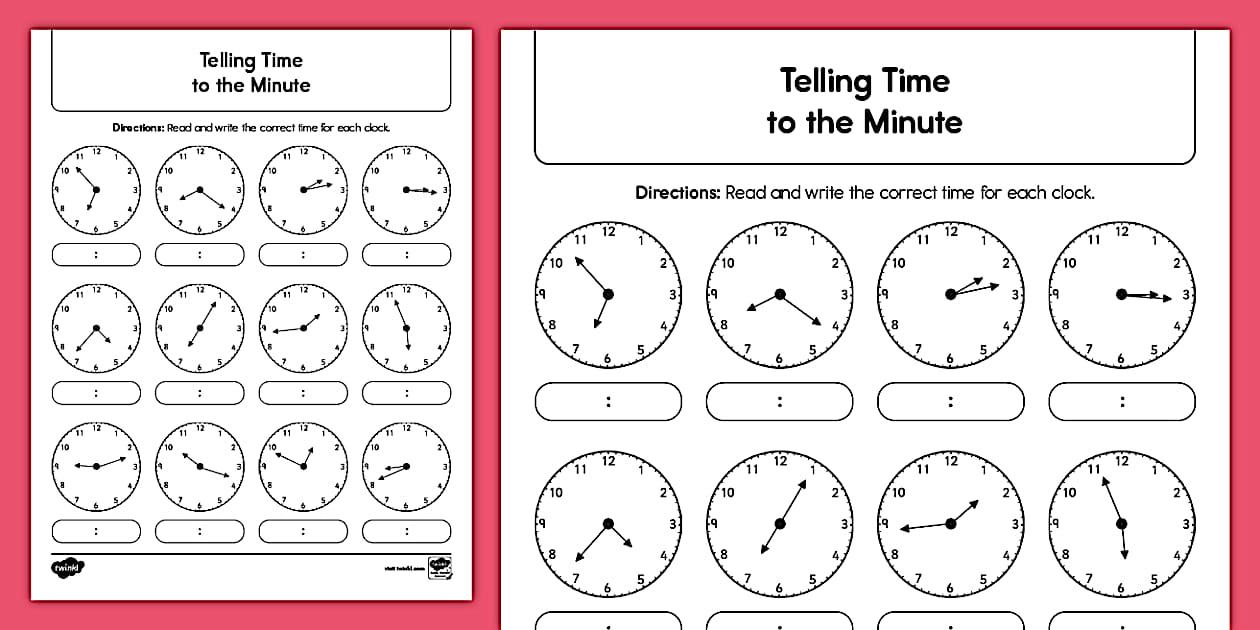 Second Grade Telling Time Worksheets | Twinkl USA - Twinkl