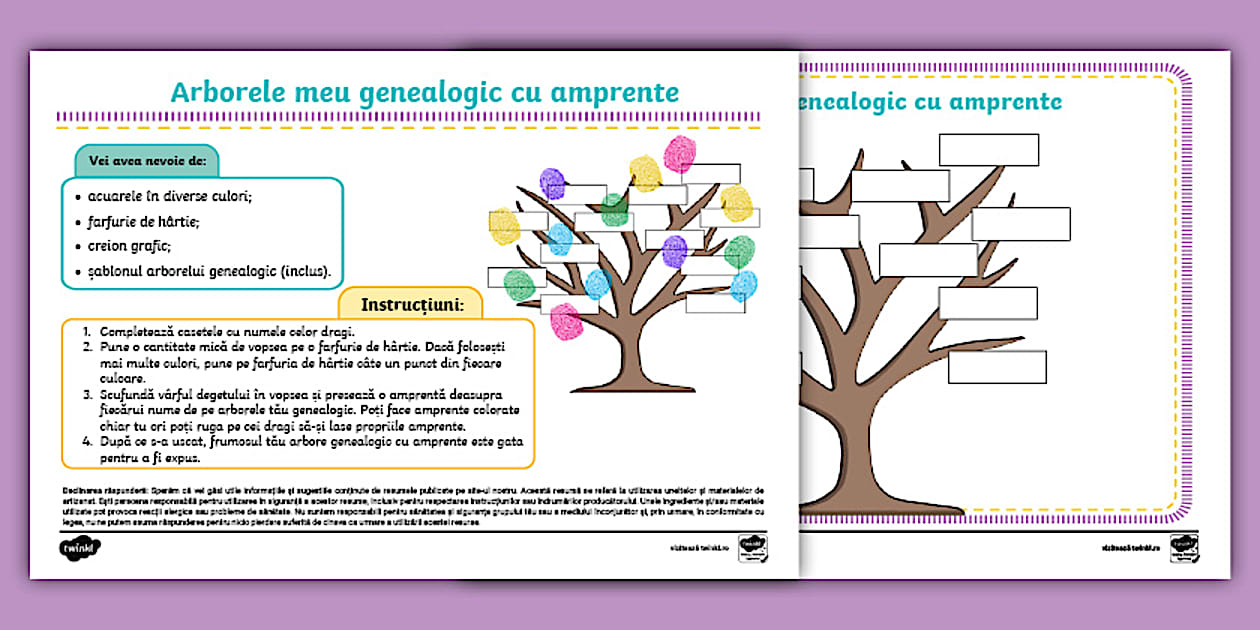 Arborele genealogic cu amprente – Fișă de activitate