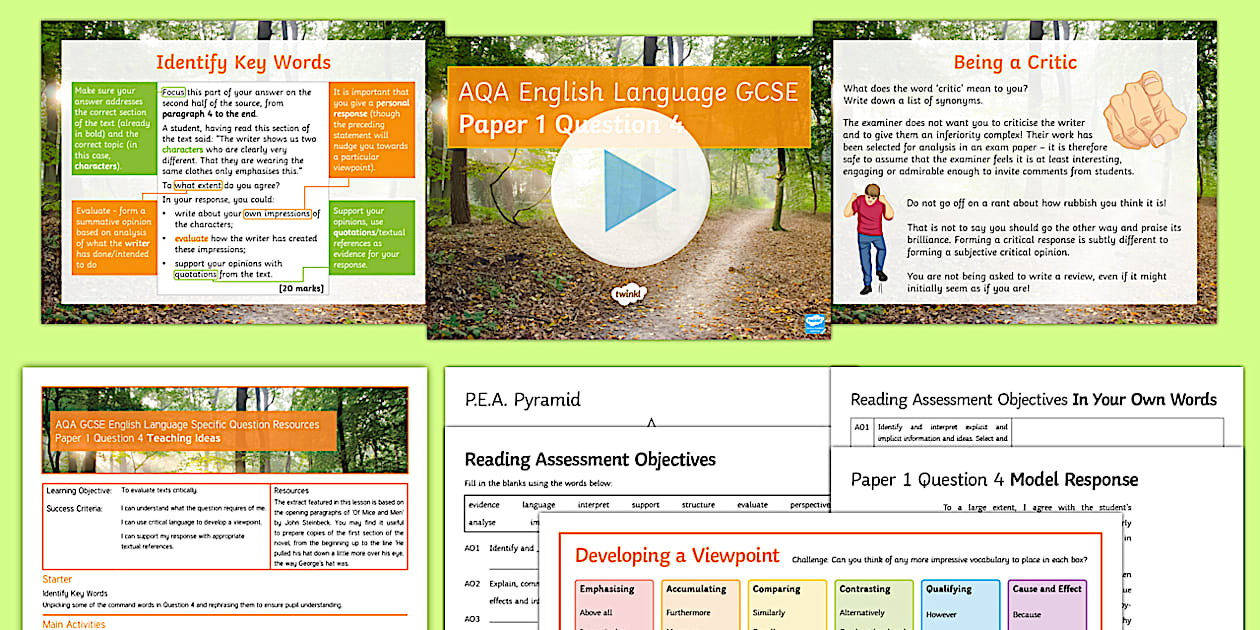 AQA English Language Paper 1 Question 4 Lesson Pack - Twinkl