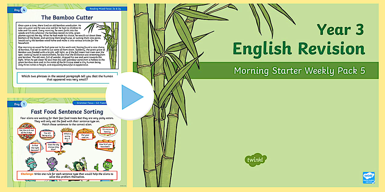 Year 3 English Revision Morning Starter Weekly PowerPoint Pack 5
