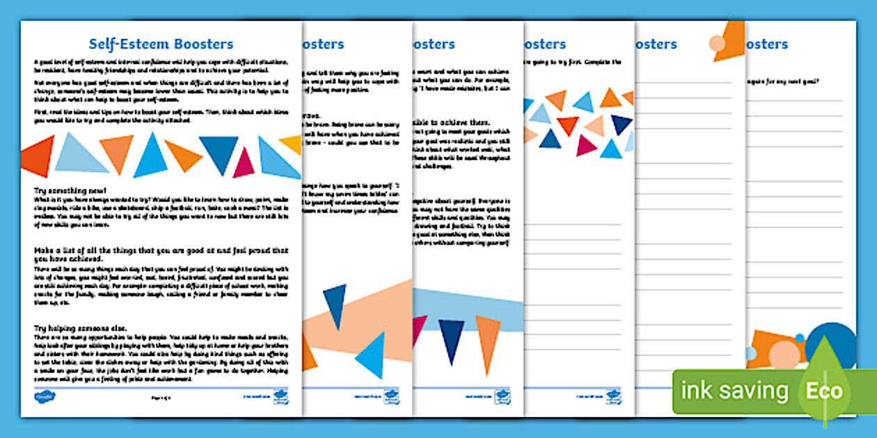 Self-Esteem Boosters Worksheet (teacher made) - Twinkl