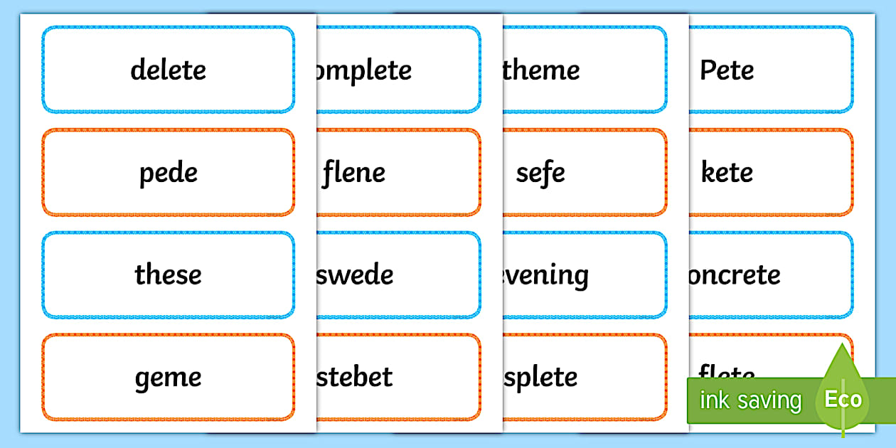 Middle East Phase 5 e_e Split Digraph Real and Nonsense Words Flashcards