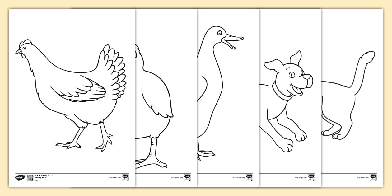 The Little Red Hen Coloring Sheets (Teacher-Made) - Twinkl