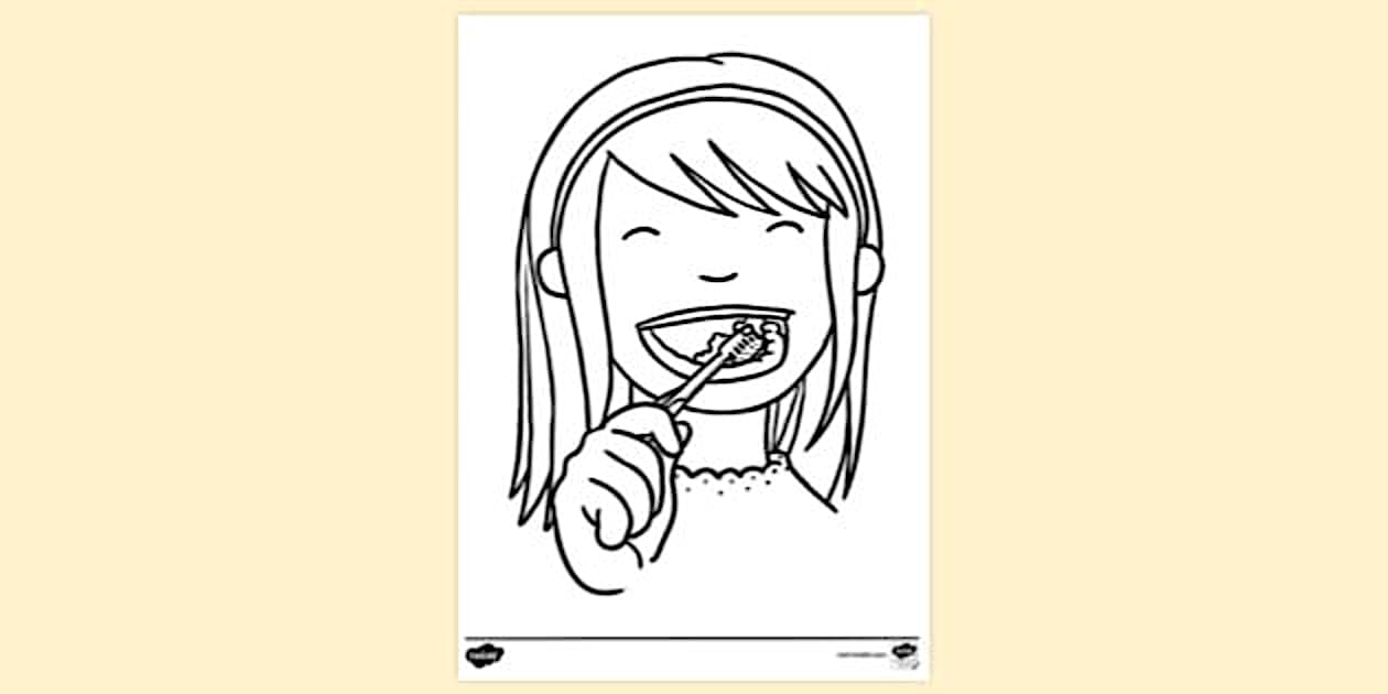 Brushing Behind Teeth Colouring Sheet - Creative Resource