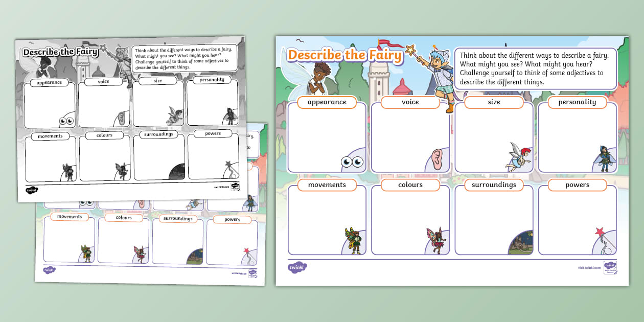 Fairy Adjectives Worksheet - Twinkl English