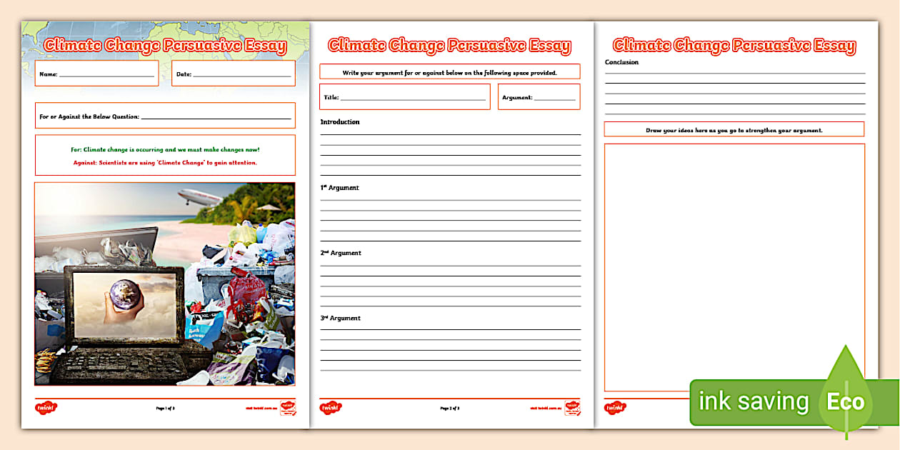 Climate Change Persuasive Essay Activity | Literacy | Twinkl