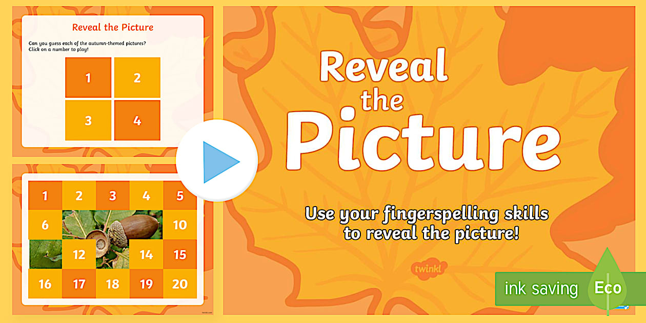 Reveal the Autumn Themed Picture with Fingerspelling Activity PowerPoint