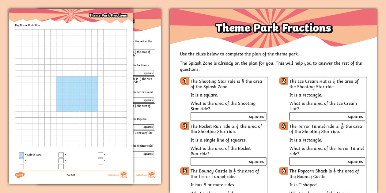 👉 Year 4 Theme Park Fractions Activity - Twinkl - KS2