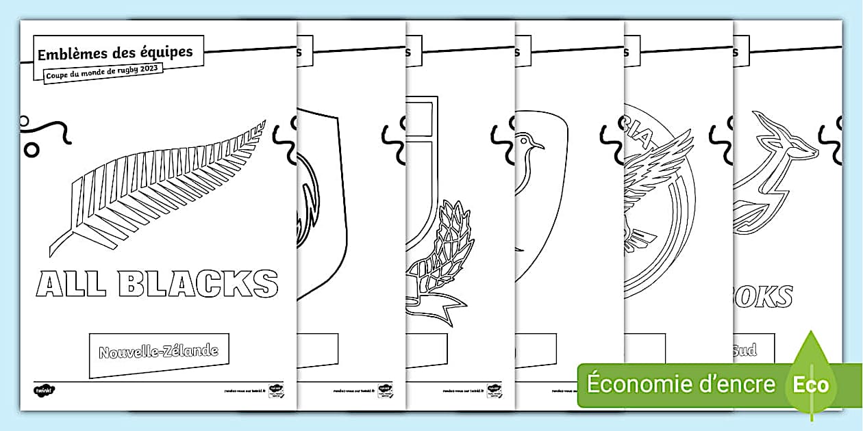Activité de coloriage des emblèmes des équipes de rugby