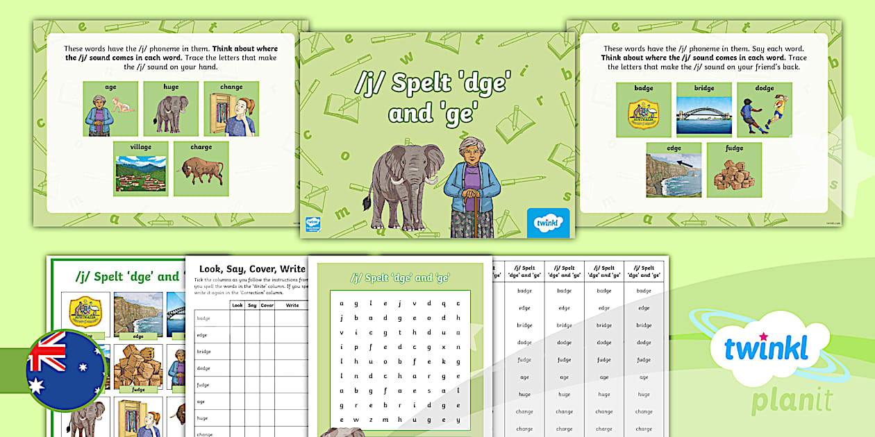 Year 3 Spelling: /j/ Spelt 'dge' and 'ge' (teacher made)