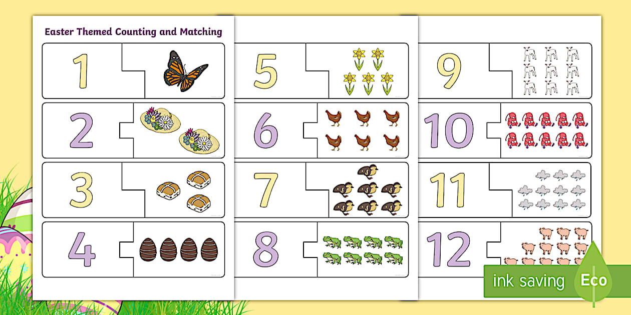 Easter Counting and Matching Puzzle for Kids (teacher made)