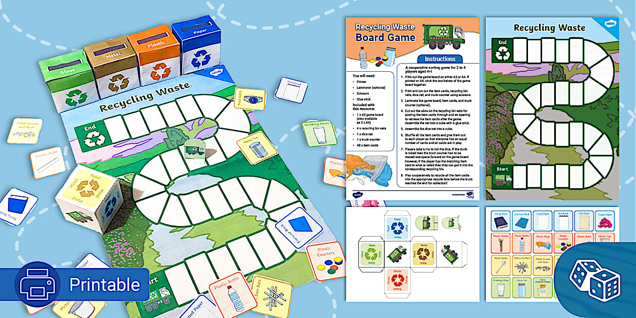 Recycling Waste Sorting Board Game for Earth Day 2022