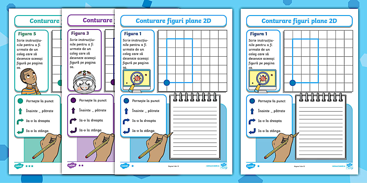 Conturare figuri plane 2D – Activitate de codare - Twinkl