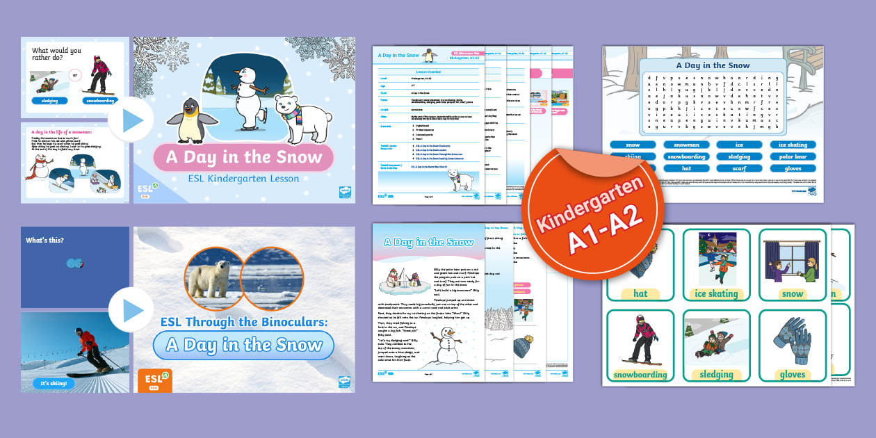 A Day in the Snow Lesson Plan [Kindergarten, A1-A2] - Twinkl