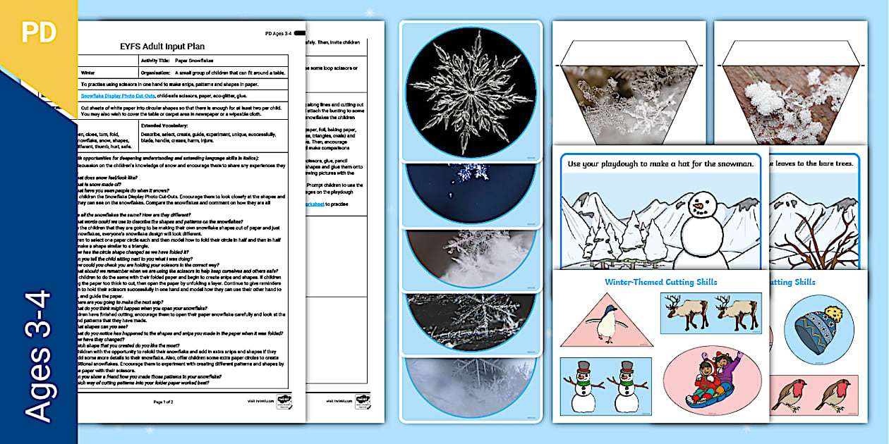 EYFS Winter Paper Snowflakes Adult Input Plan Resource Pack