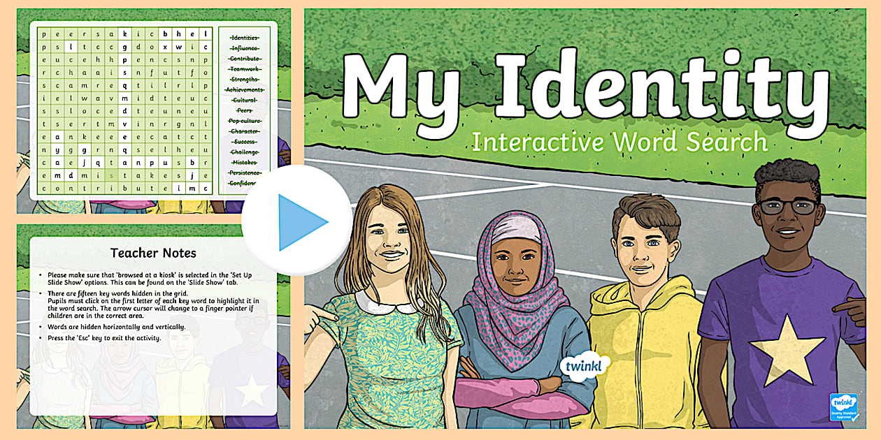 My Identity Interactive Word Search - Twinkl