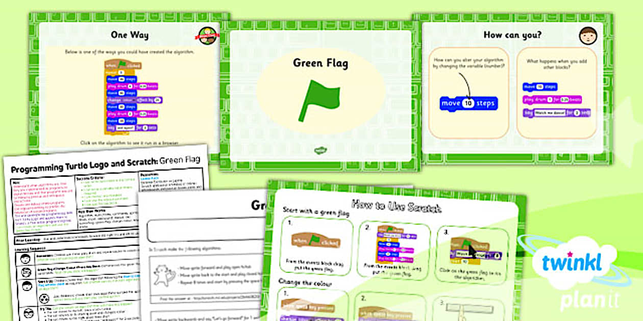 Computing Programming Turtle Logo And Scratch Green Flag Year 2 Lesson Pack