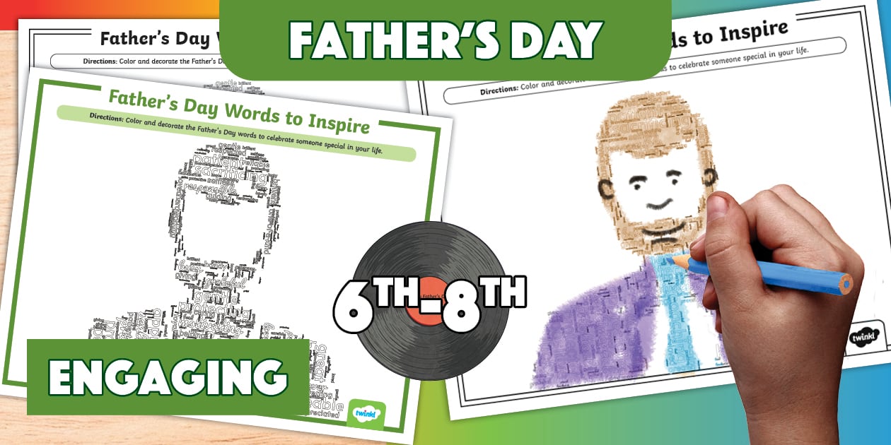 Father’s Day Word to Inspire Coloring Worksheet - Twinkl