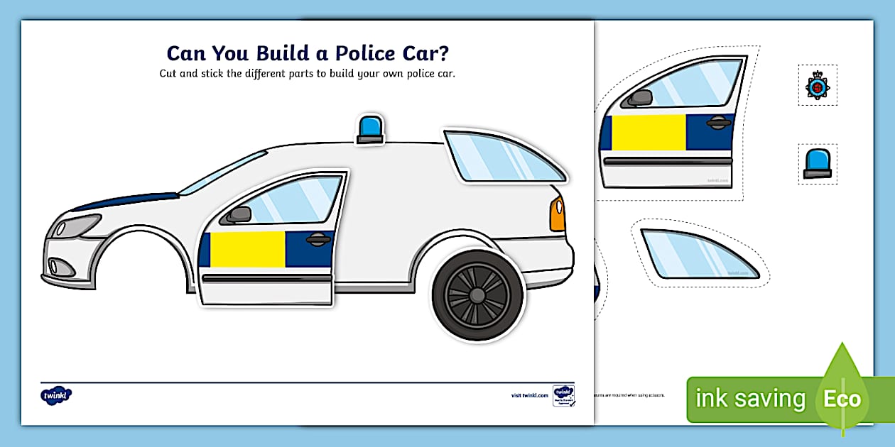 Can You Build a Police Car? Cutting Skills Activity | Twinkl
