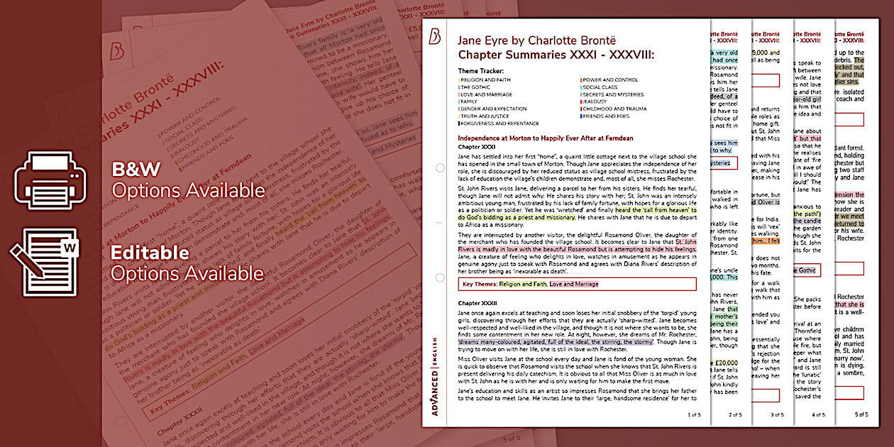 Jane Eyre Revision: Chapter Summaries XXXI to XXXVIII