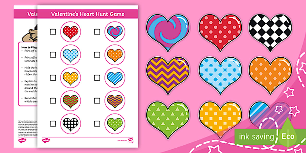 Valentine's Heart Treasure Hunt Game (Teacher-Made) - Twinkl