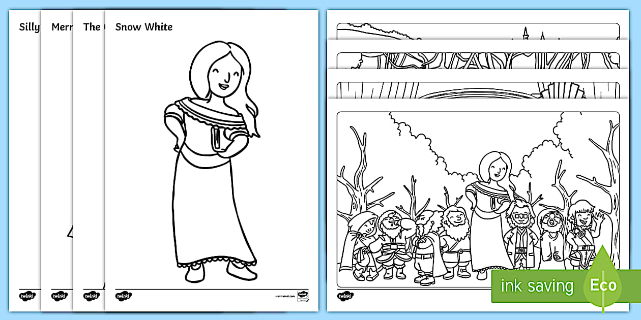 Editable Snow White and the Seven Dwarfs Story Colouring Sheets