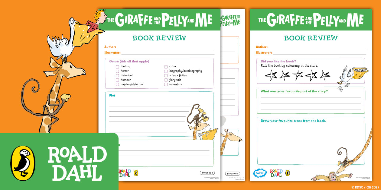 FREE! - 'The Giraffe and the Pelly and Me' Book Review Pack | Twinkl