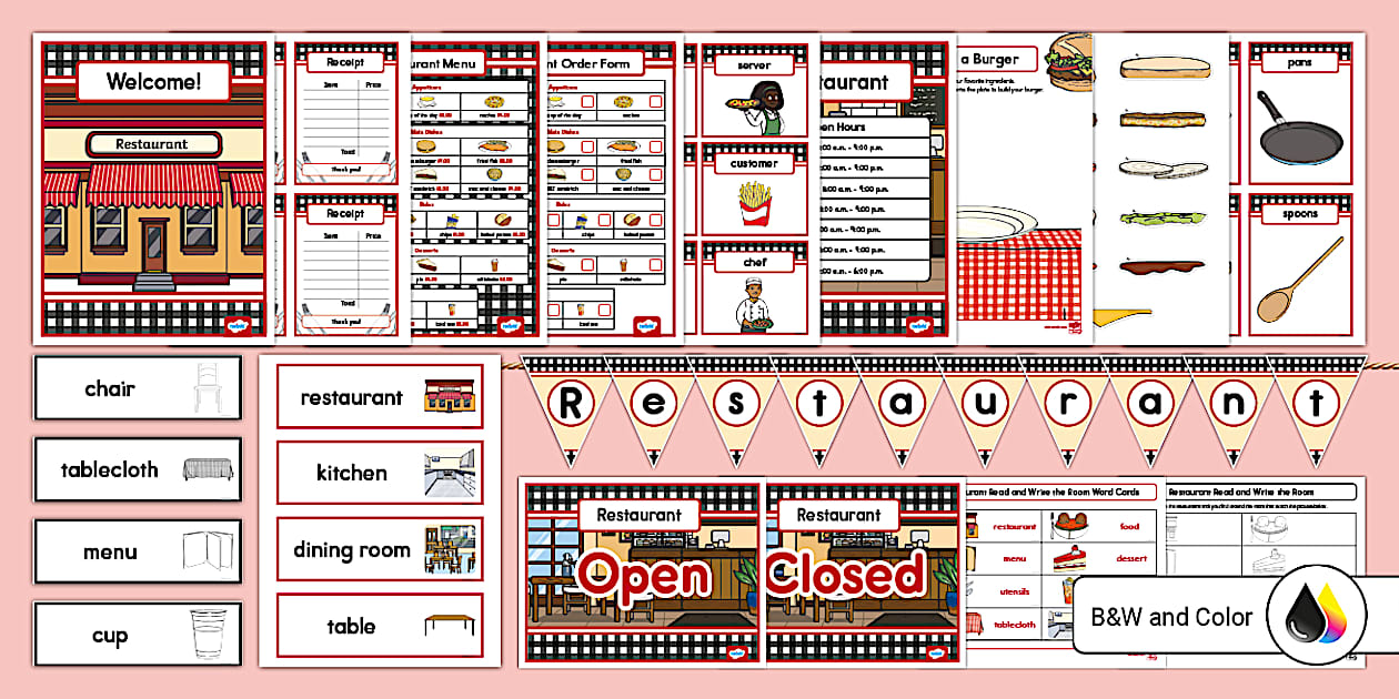 Restaurant Dramatic Play Pack (teacher made) - Twinkl