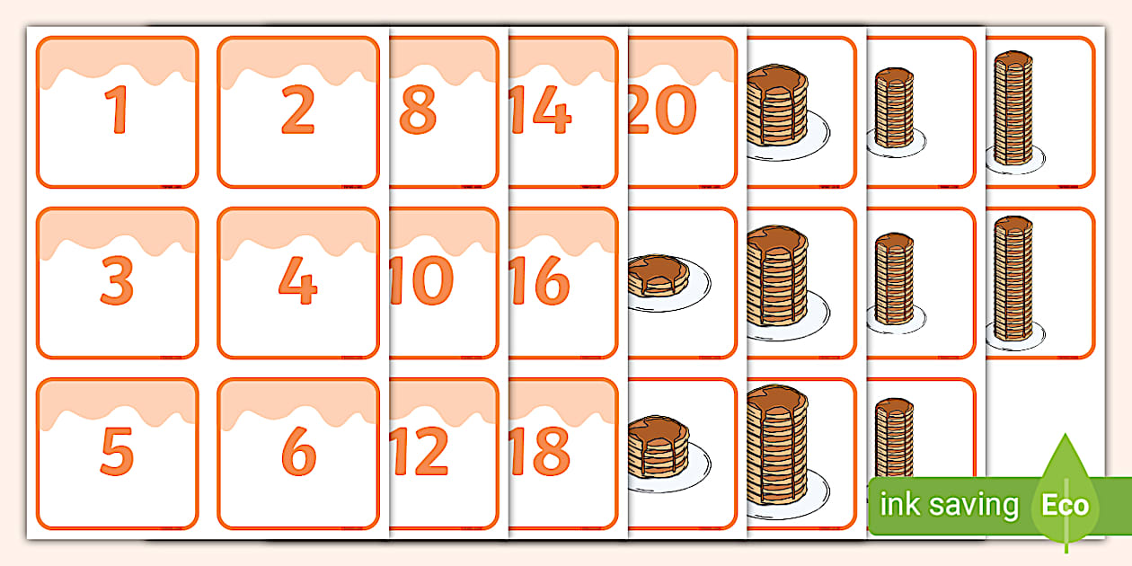 Pancake Stack Number Matching Cards (teacher made) - Twinkl