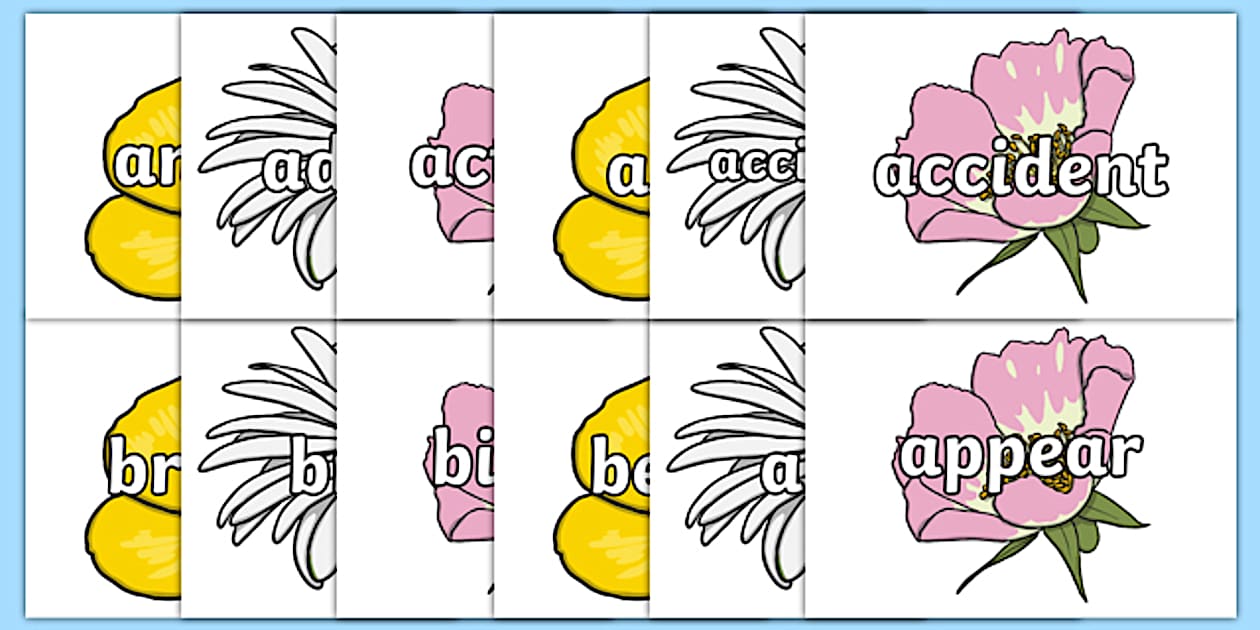 Year 3 And Year 4 Common Exception Words On Flowers - Twinkl