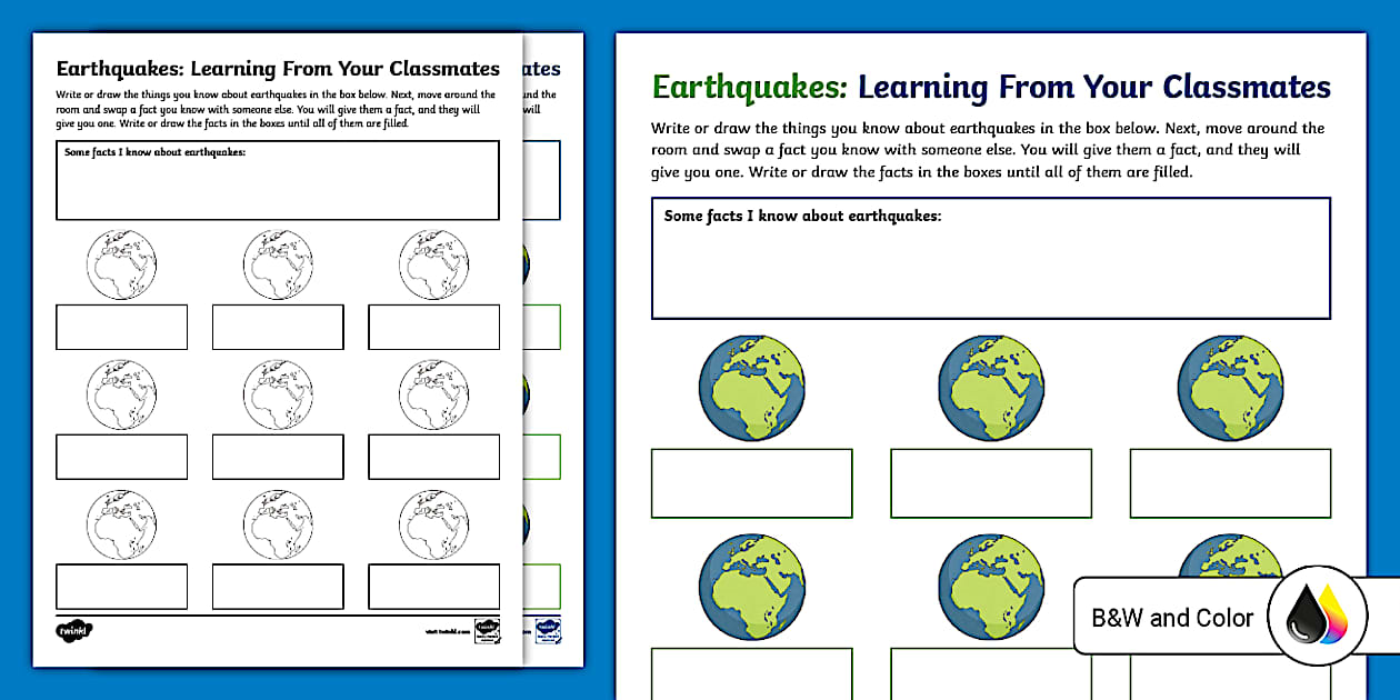 Earthquakes: Learning From Your Classmates Worksheet