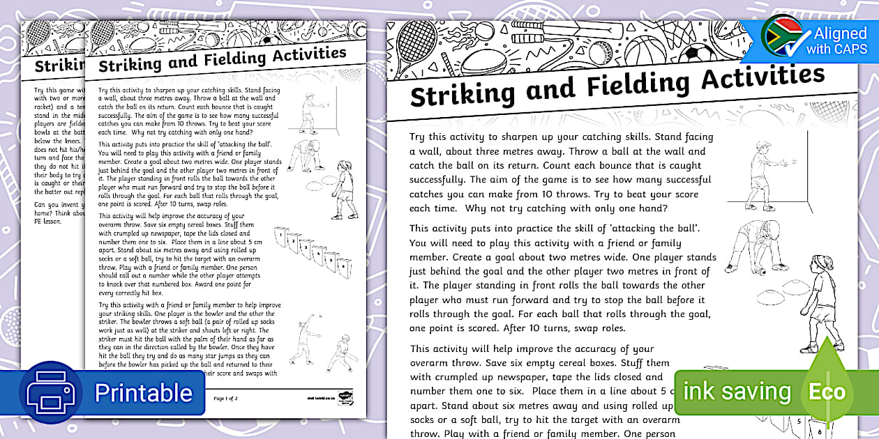 Grade 6 Phys Ed Striking and Fielding Home Learning Guide
