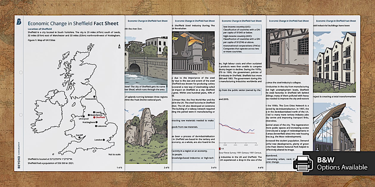 GCSE Economic Change in Sheffield: Fact Sheet (teacher made)