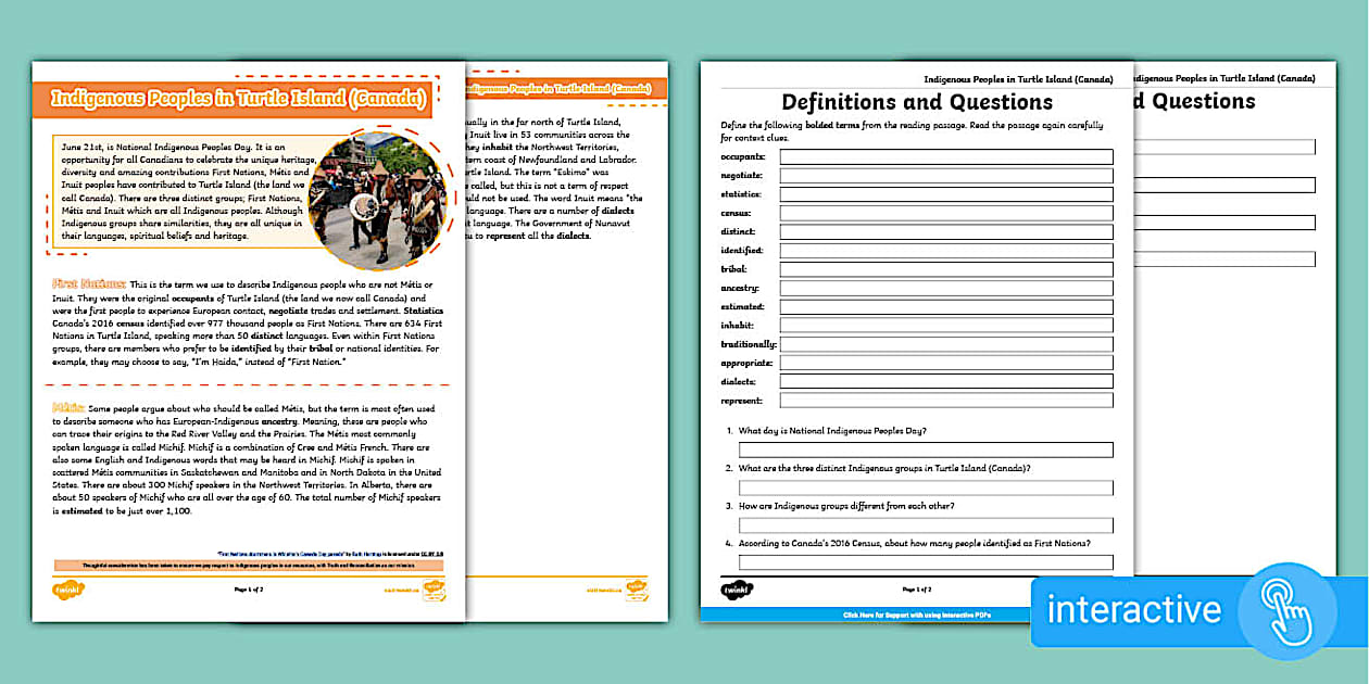 Who are the Indigenous People of Turtle Island (Canada)? - A Reading