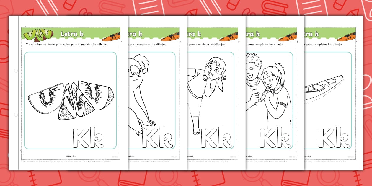 Guía de Trabajo: Trazos sobre Dibujos - Letra K - Twinkl