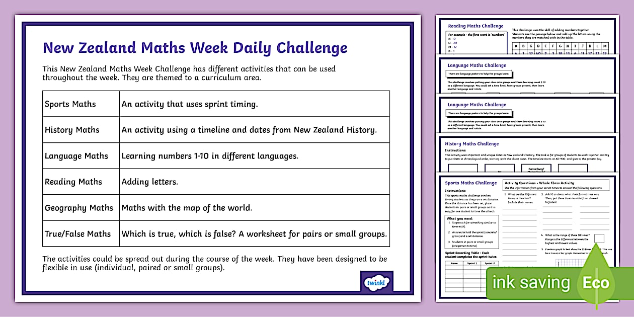 NZ Maths Week Daily Challenge | NZ Maths Week plan - Twinkl