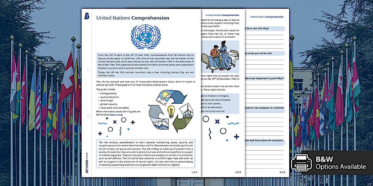 United Nations Comprehension (teacher made) - Twinkl