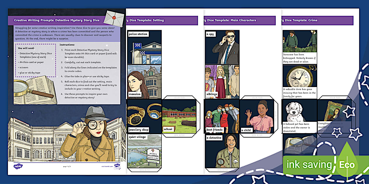 Creative Writing Prompts: Detective Mystery Story Dice