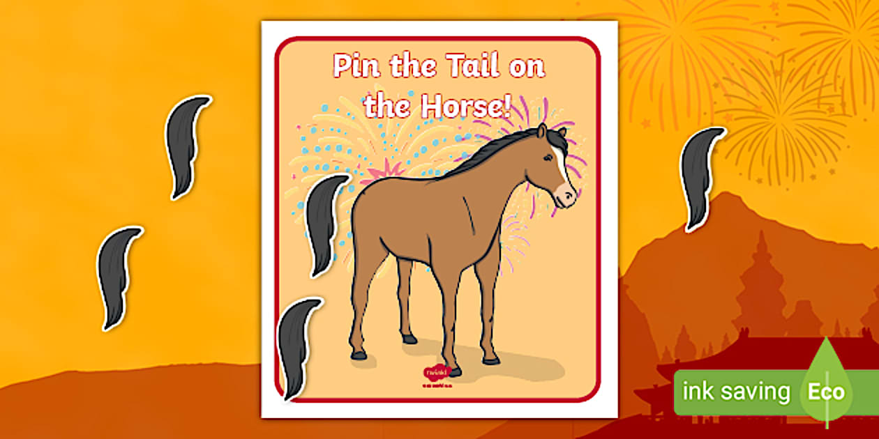 Chinese New Year Pin The Tail On The Horse - chinese new year
