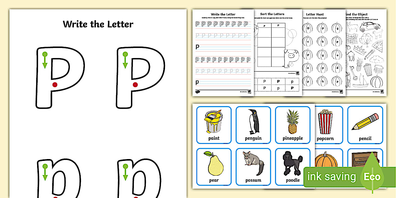 Editable Letter P Handwriting Activity Pack (teacher made)