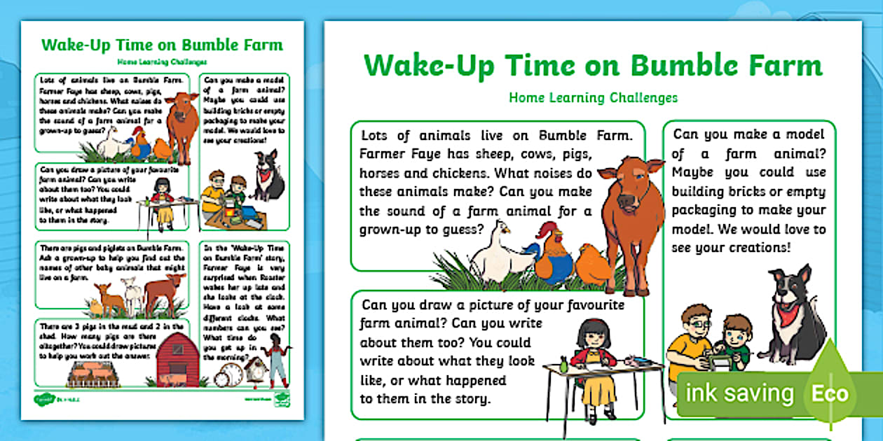 Bumble Farm Home Learning Challenges Reception FS2 - Twinkl