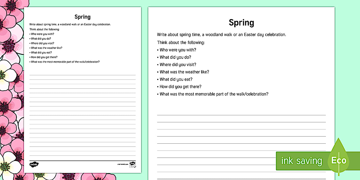 Spring Writing Worksheet / Worksheet (teacher made) - Twinkl