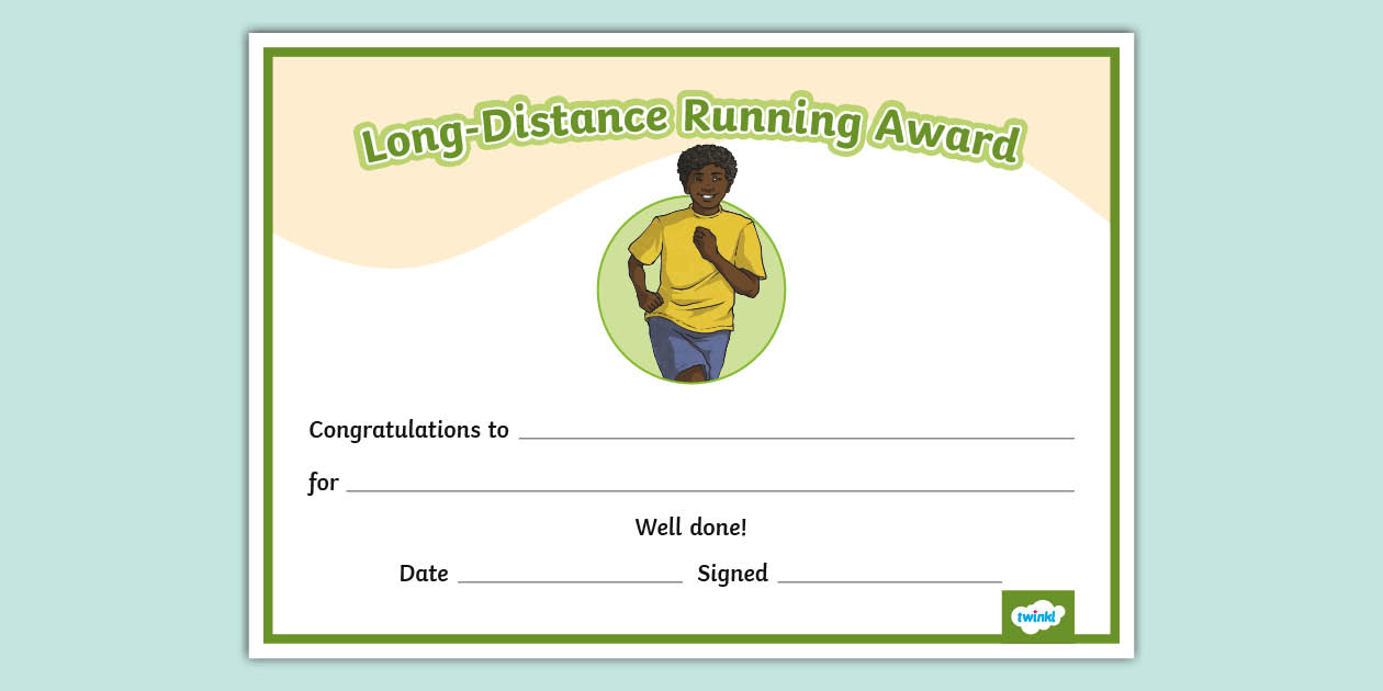 Long-Distance Running Certificate - PE Award (Teacher-Made)